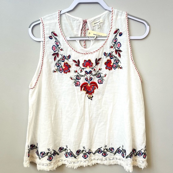 Max Studio | Tops | Nwt Max Studio Womens Cotton Embroidered Tank Top ...